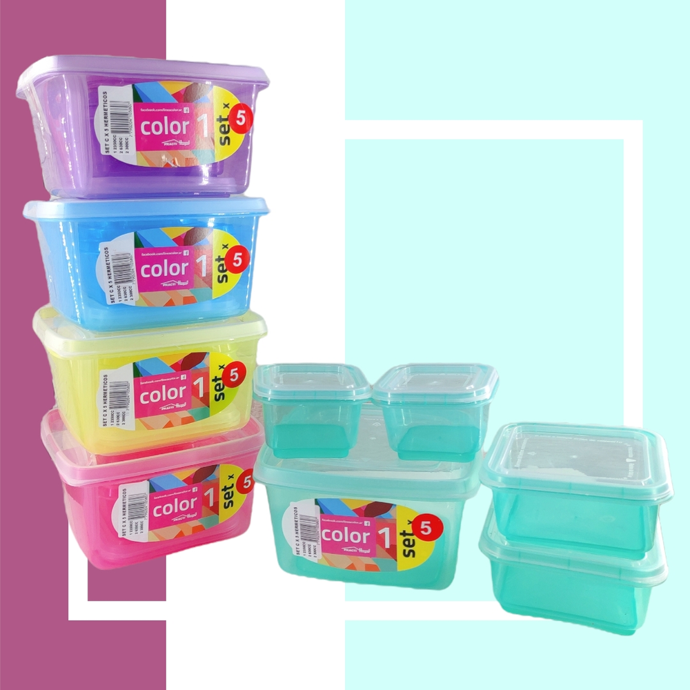 Set De Tuppers x 5 - PLUS MAYORISTA