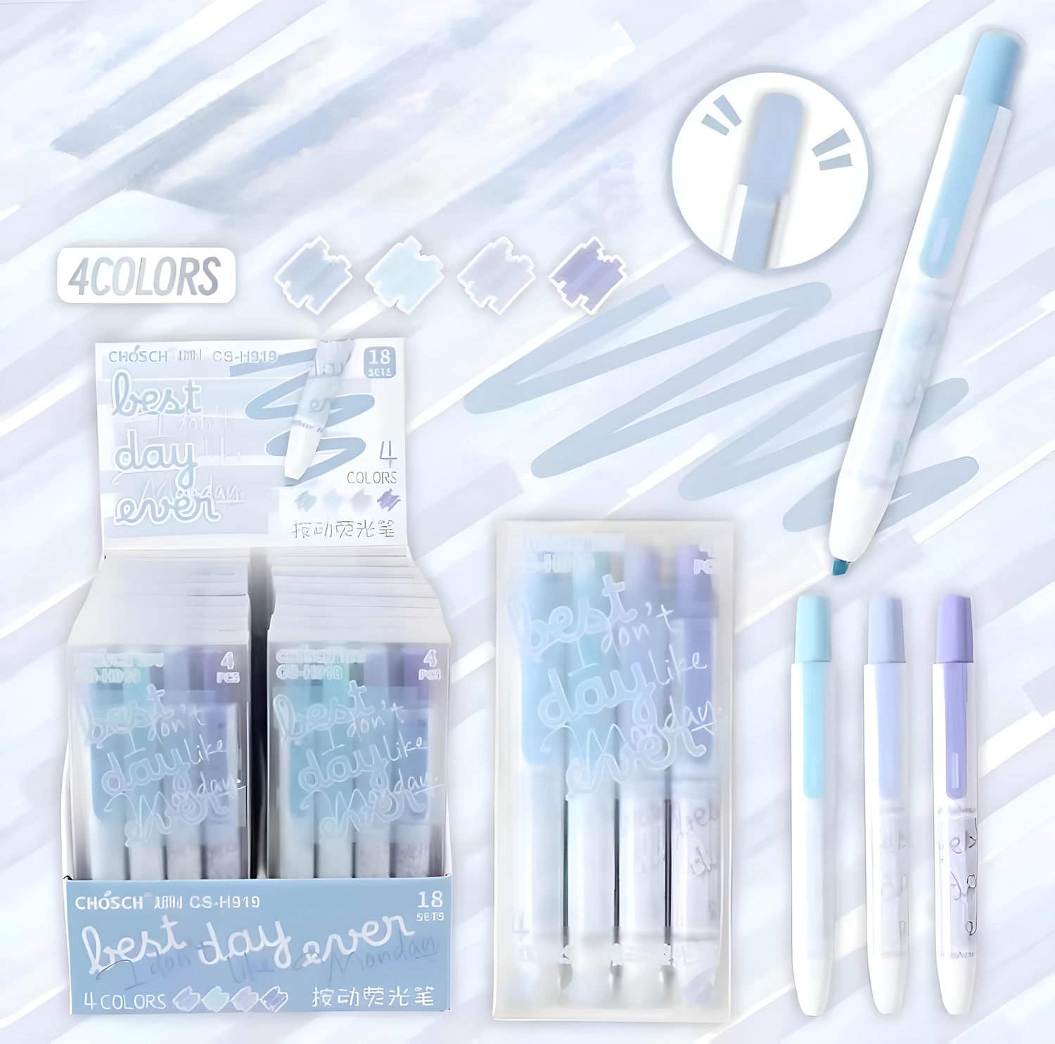 Set x 4 Resaltadores Retractiles "CHOSCH" - UNTOP