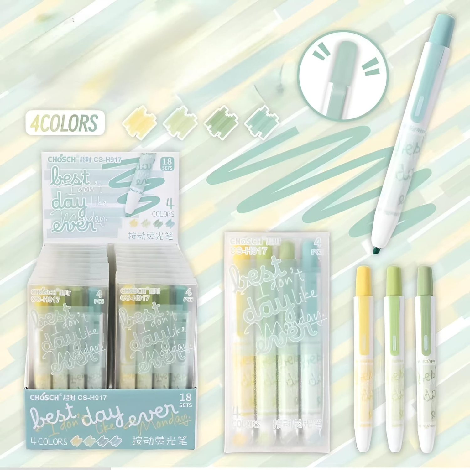 Set x 4 Resaltadores Retractiles "CHOSCH" - UNTOP