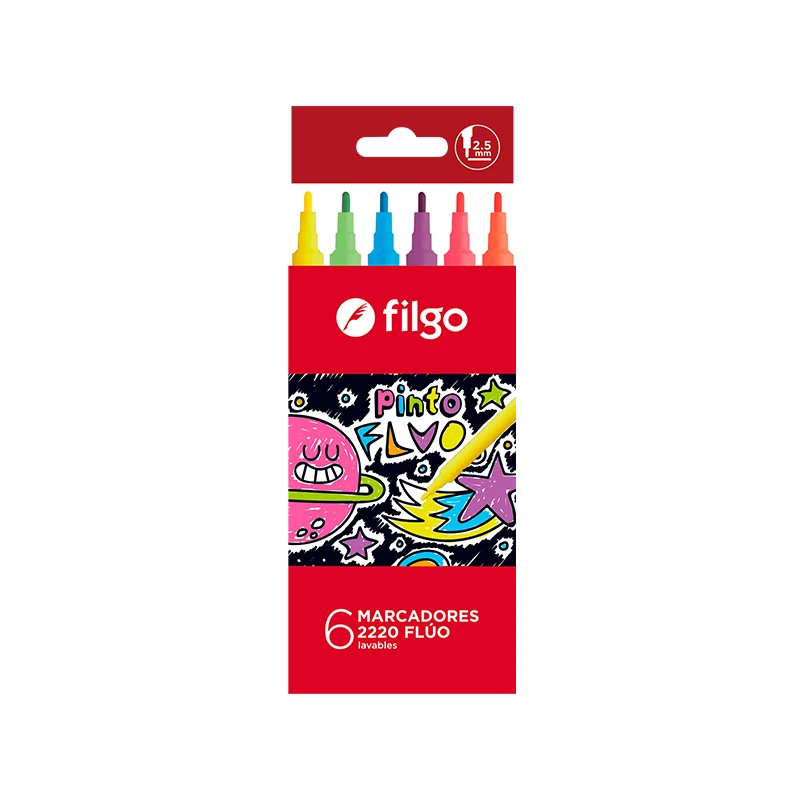 MARCADOR FILGO ESC.PINTO 2220 FLUO X 6UN.-CM2220- - COMERCIAL SUMA