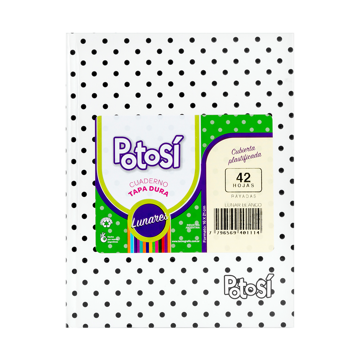 CUADERNO POTOSI T/D X 42HR LUNAR BLANCO -401114- - COMERCIAL SUMA