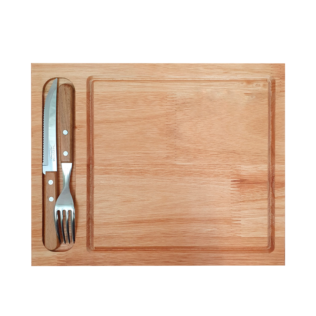 Tabla Asado Euca 24x30 con Cubiertos Tramontina - Tremun Mayorista