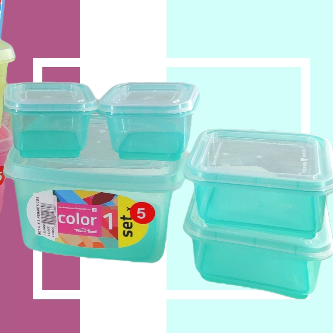 Set De Tuppers x 5 - PLUS MAYORISTA