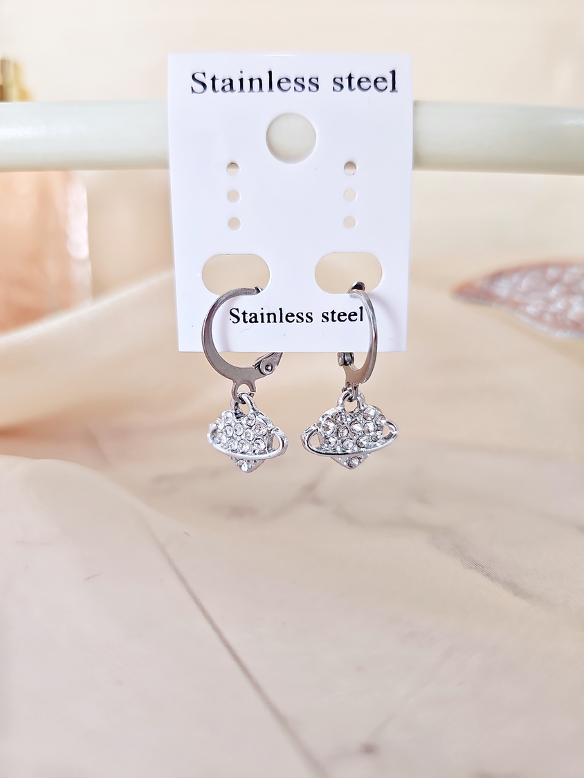 Aritos Strass de Corazon con Anillos Blister - PLUS MAYORISTA