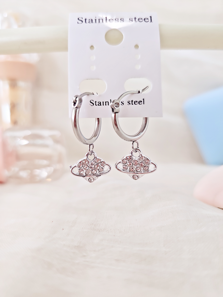 Pack x 12 Blíster Aritos Strass de Corazón - PLUS MAYORISTA