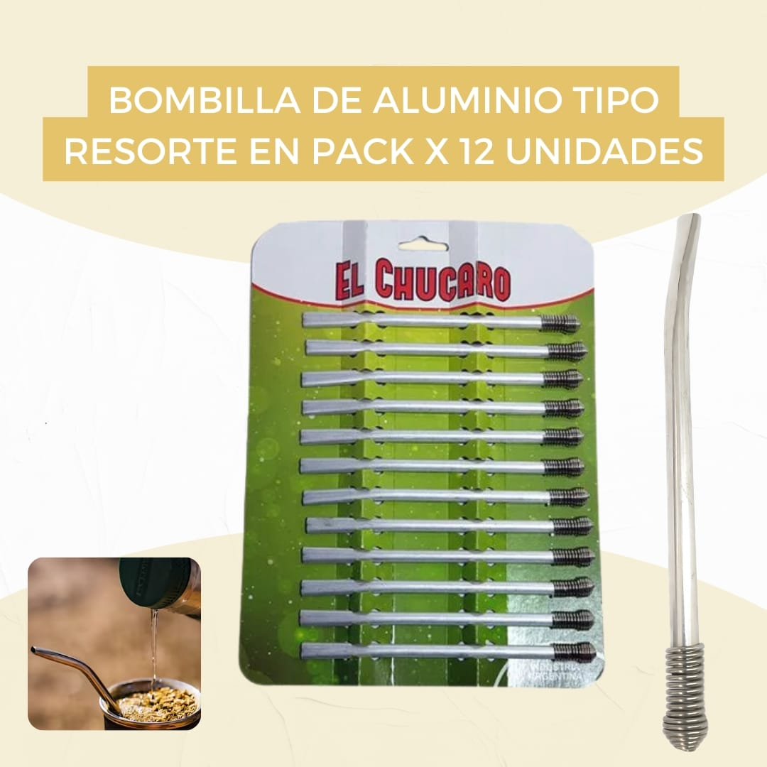 Pack x 12U. Bombilla Resorte "El Chucaro" - PLUS MAYORISTA