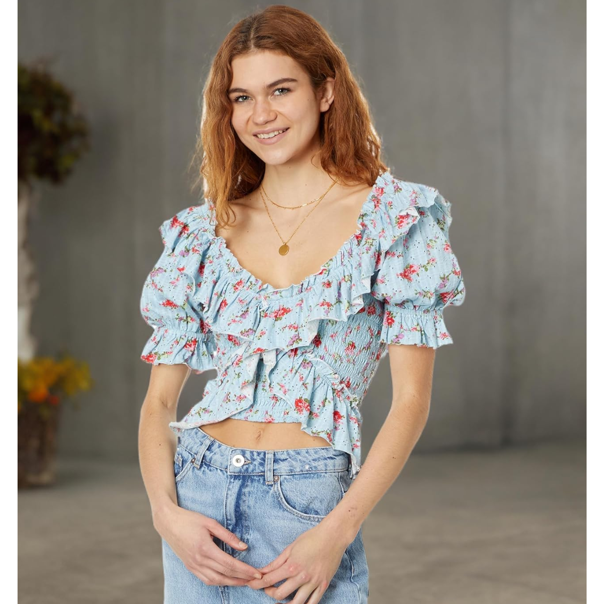 BLUSA MANGA VOLADOS ELASTIZADA - ANAANDI MAYORISTA