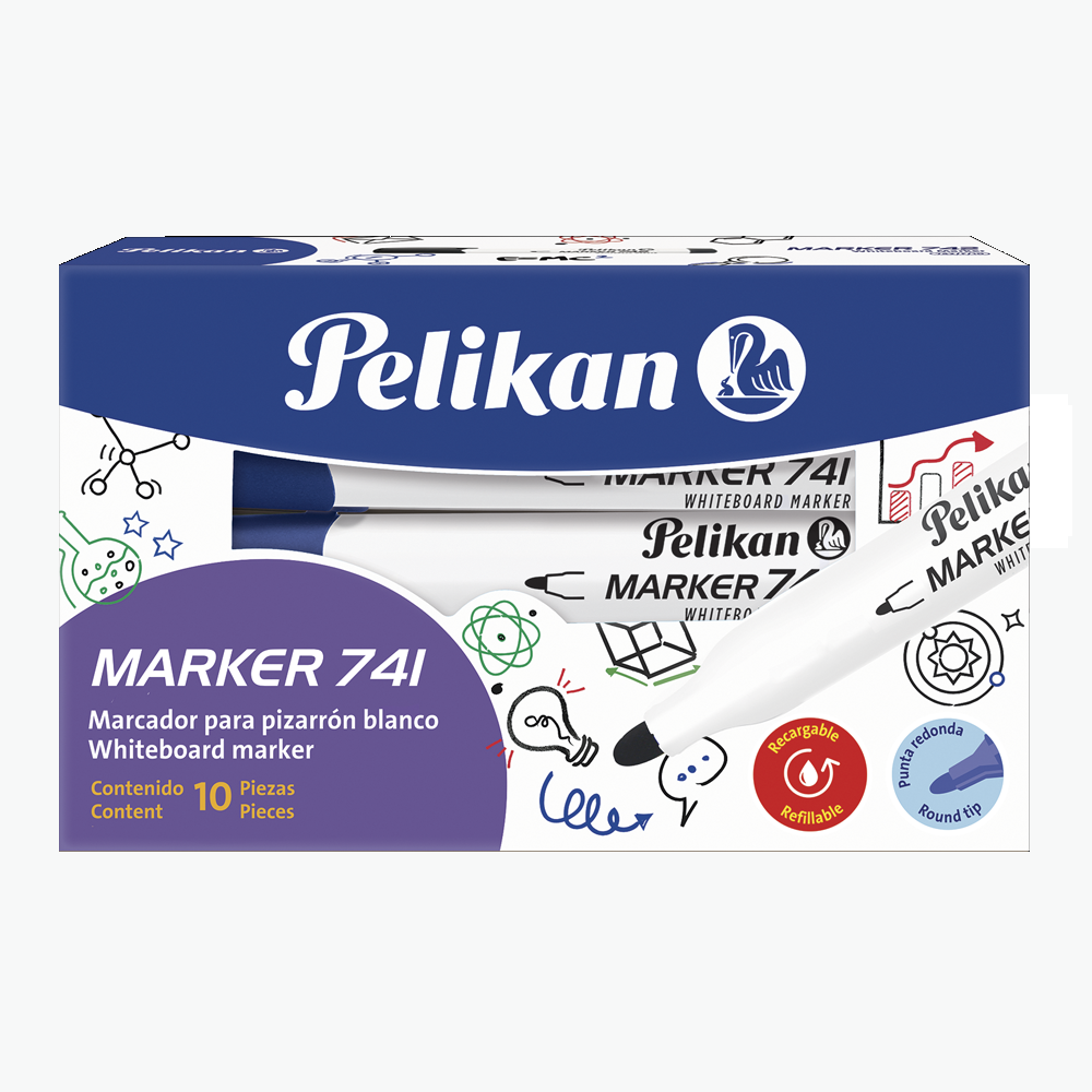 Fibron Para Pizarra Pelikan 741 Tinta Azul/Negra - Distribuidora Por Mayor
