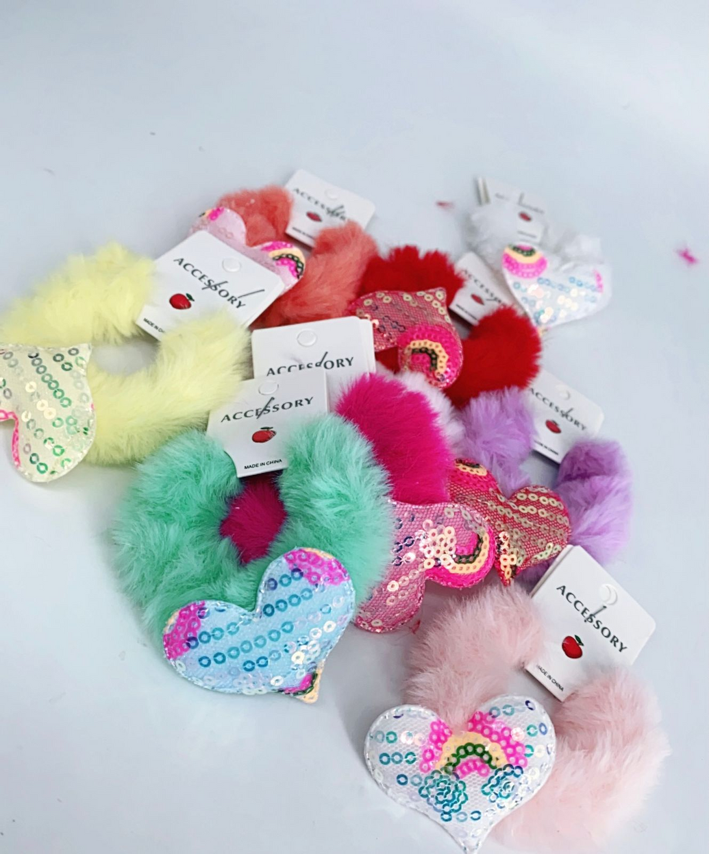 colitas corazon lentejuela pack x10 - Distribuidora Por Mayor