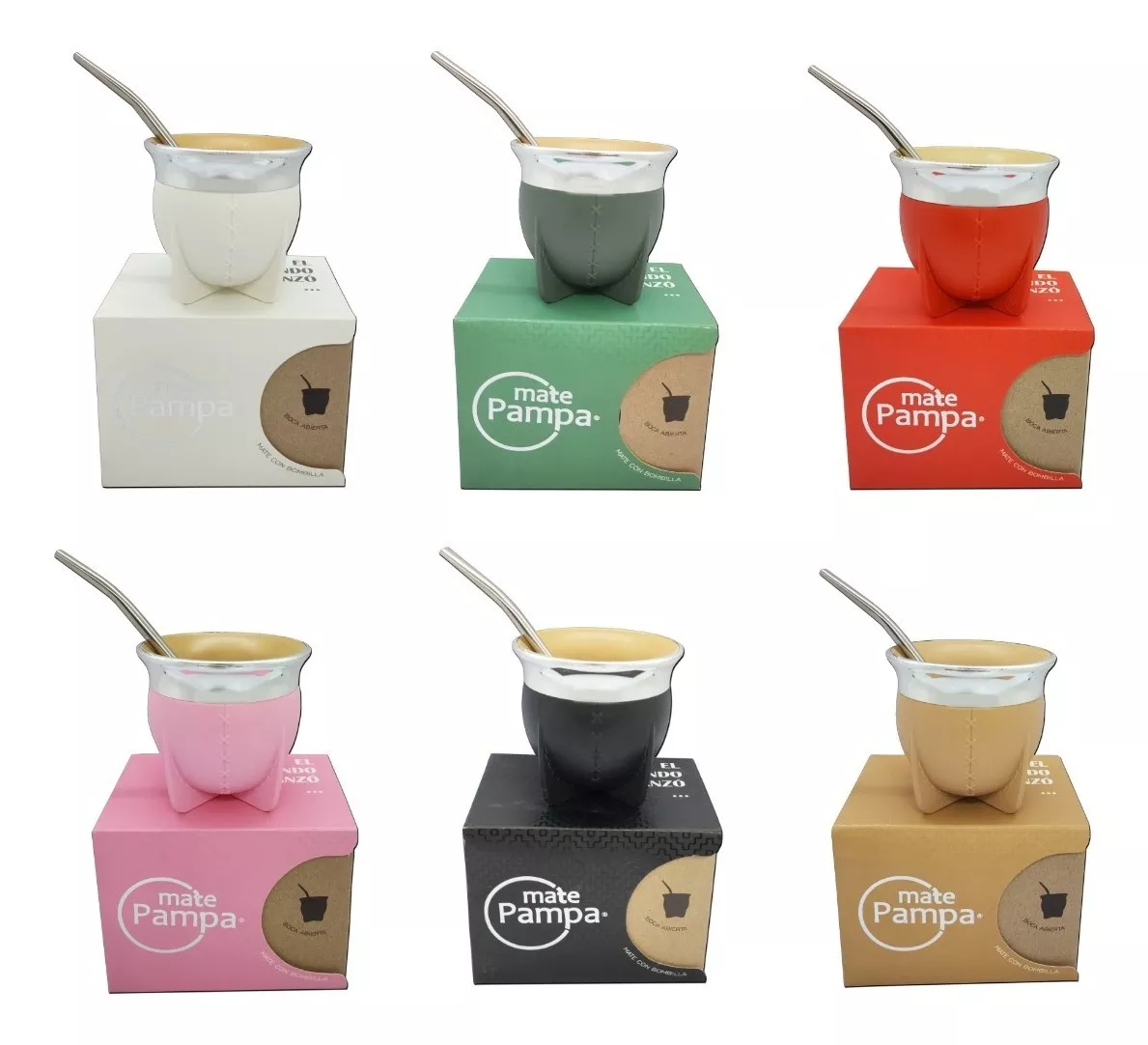 Mate Pampa Boca Abierta Con Bombilla - Distribuidora Por Mayor