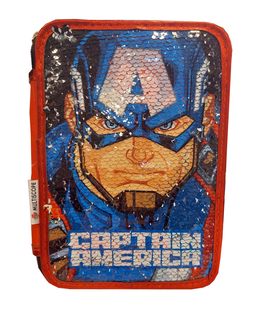 Cartuchera Multiscope 2 Pisos Lentejuelas Capitán América 850209 - ESTELA MONTENEGRO LIBRERÍAS ...