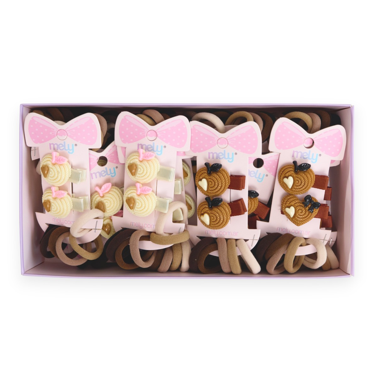 COLITAS Y CLIPS BEIGE SURTIDO MELY - MELY MAYORISTA